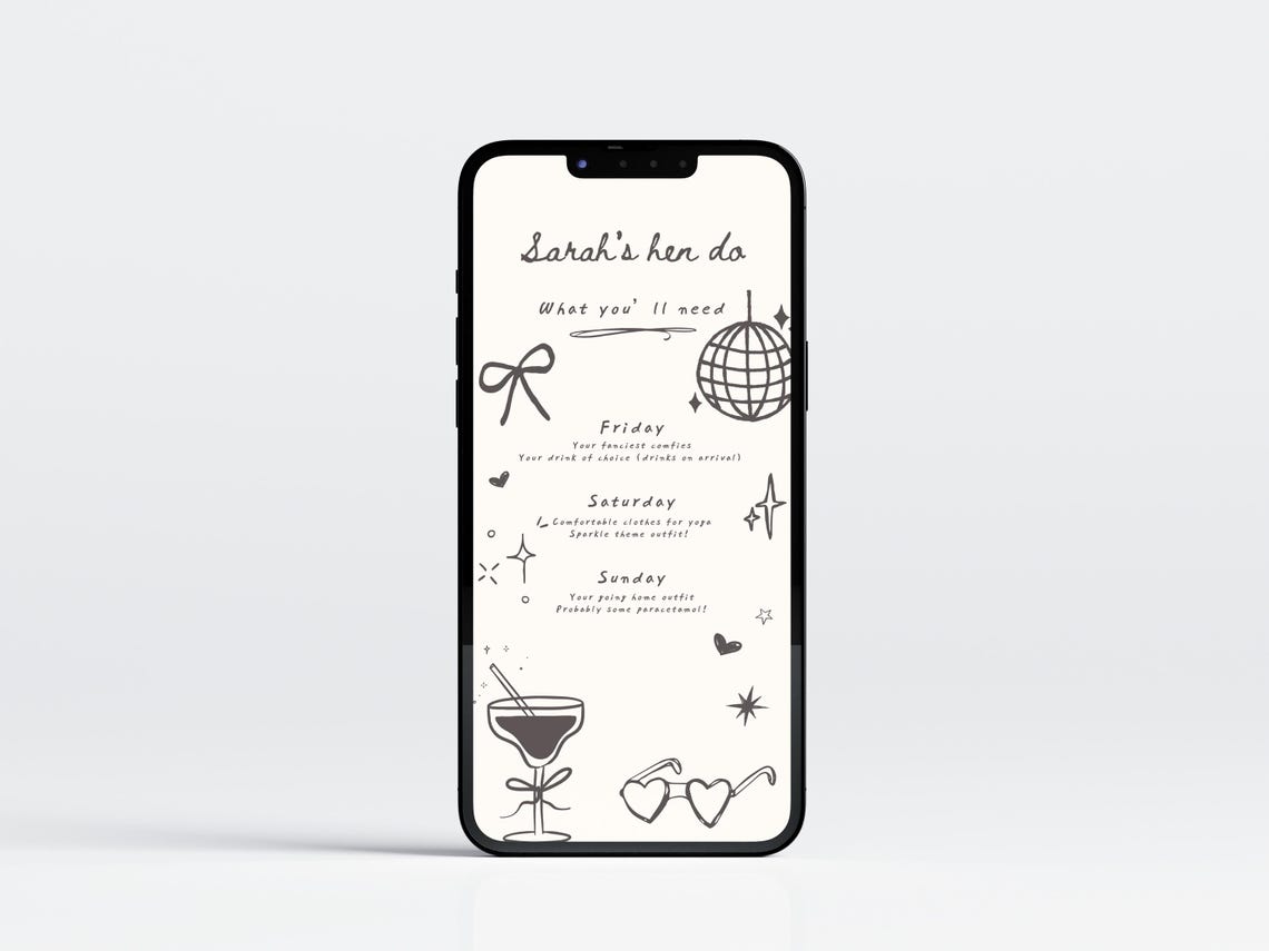 Hen Do Itinerary & Packing List Template | Editable Canva 5x7” + iPhone ...