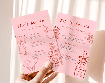 Hen Do Itinerary & Packing List Template | Editable Canva 5x7” + iPhone ...