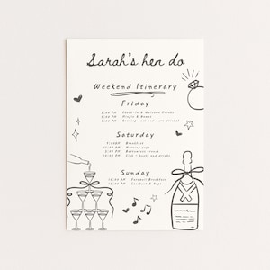 Hen Do Itinerary & Packing List Template | Editable Canva 5x7” + iPhone ...