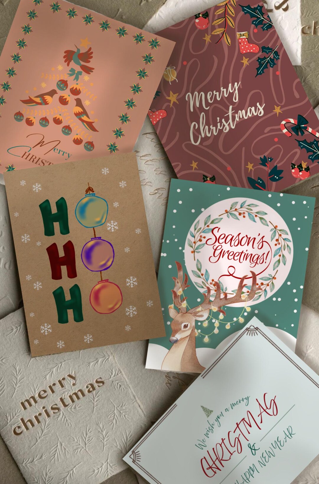 Printable Unique Christmas Cards Bundle Original Design With a Cozy ...