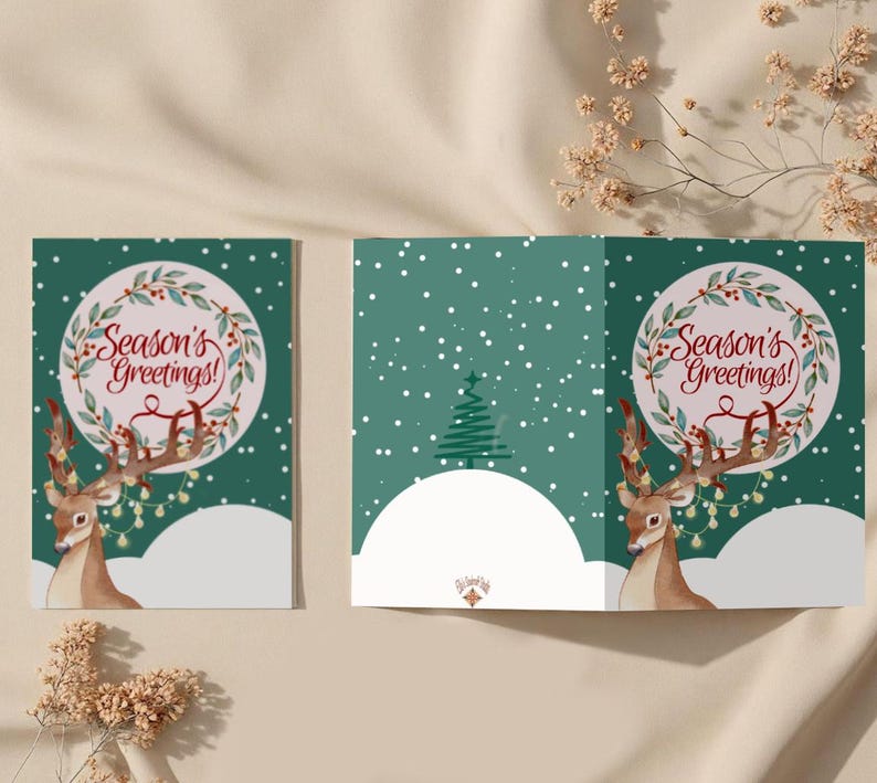 Printable Christmas Card Bundle, Cozy Holiday Designs (digital Download ...