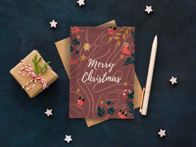 Printable Christmas Card Bundle, Cozy Holiday Designs (digital Download ...