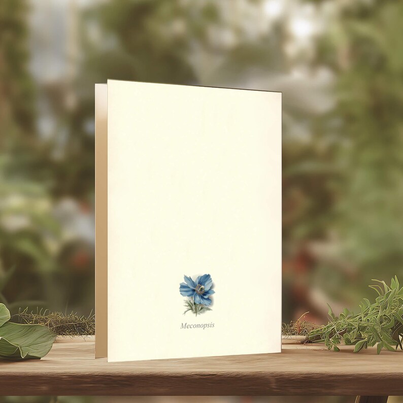Blue Poppy Floral Card | Printable Flower Drawing Postcard | Meconopsis ...