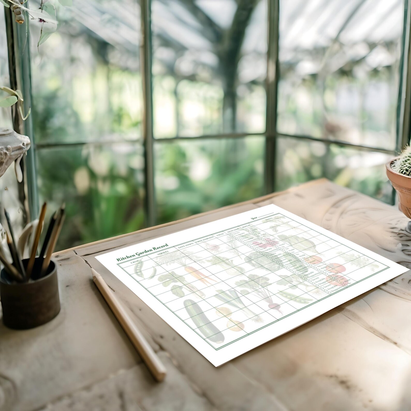 Kitchen Garden Record Sheet | Vintage-style Vegetable Growing Log Page ...