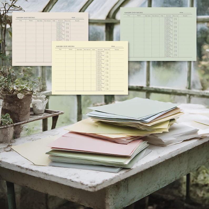 Printable Garden Crop Record Sheet | Vintage-style Gardening Log Page ...