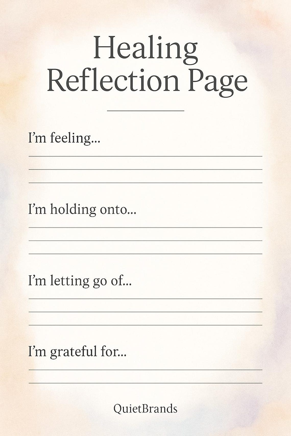 Healing Reflection Page | Printable Healing Worksheet | Digital ...