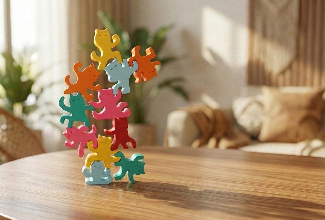 Cat Stacking Game STL File : Cute Balance Toy | Fun Balance Puzzle ...