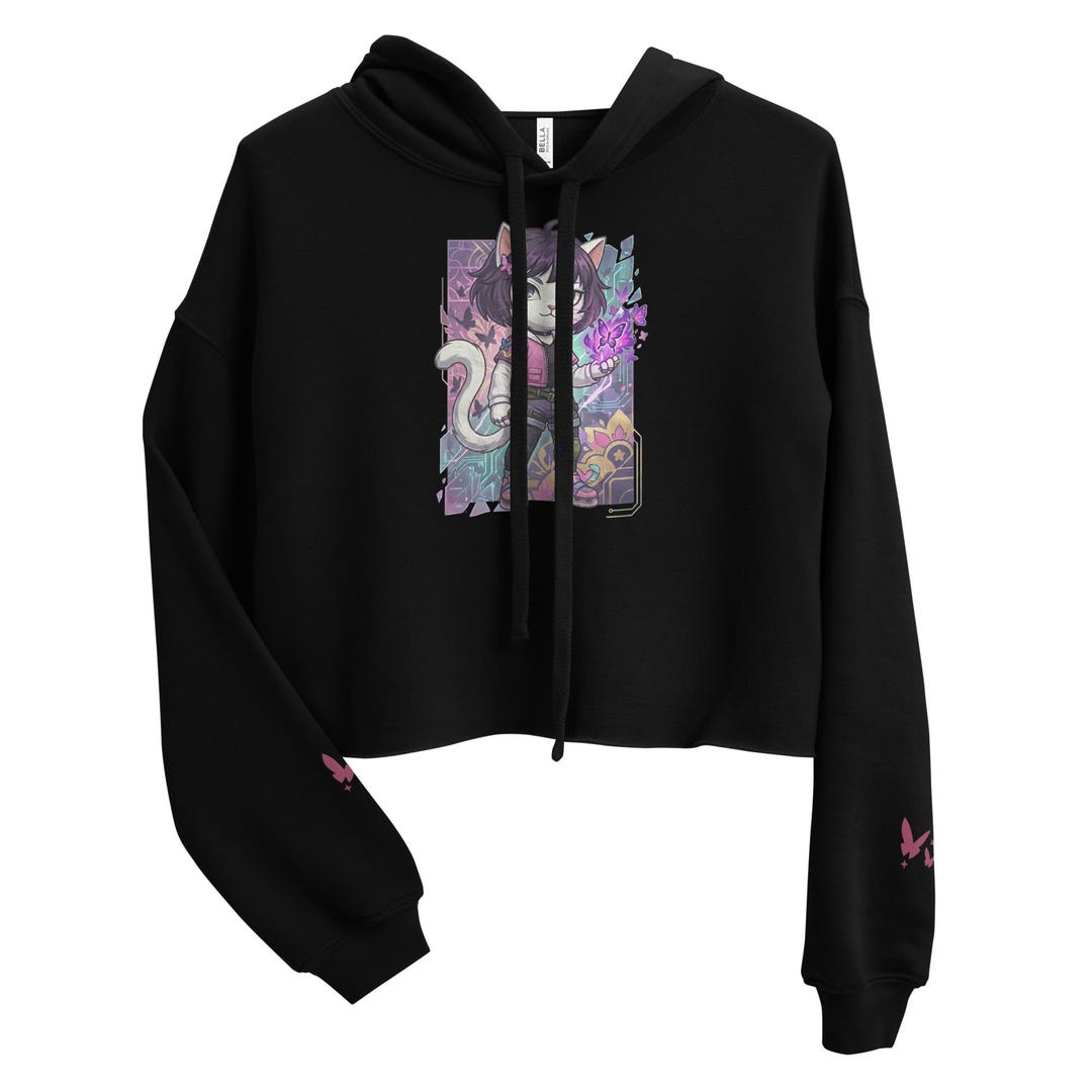 Clove Valorant Cat Crop Hoodie, Kawaii Chibi Gamer Cat Cropped ...