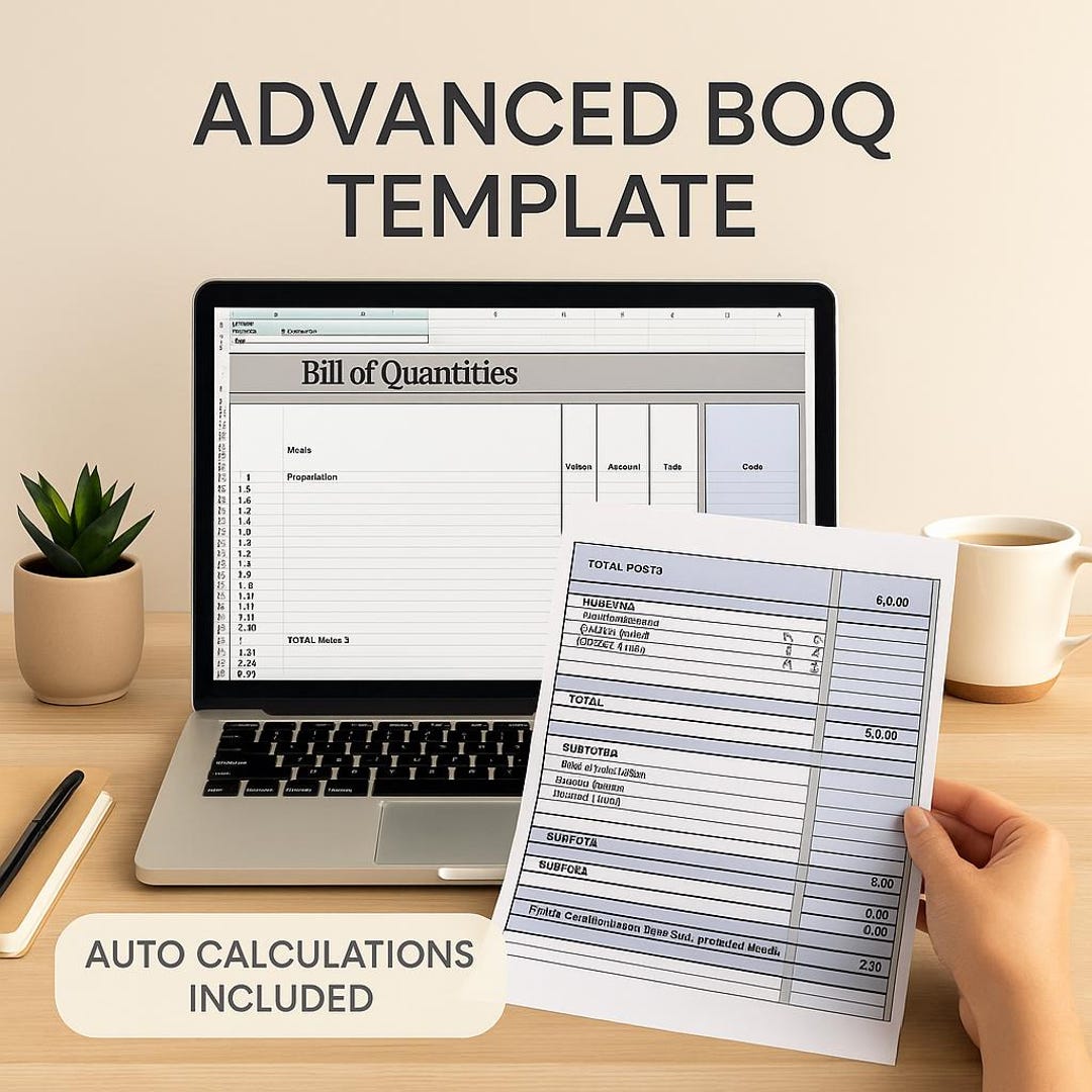 Advanced BOQ Excel Template | Construction Cost Estimate Sheet ...