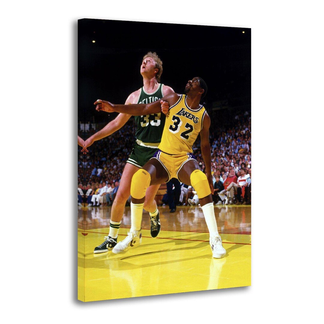 Larry Bird Vs Magic Johnson Painting on Canvas Wall Art Poster Picture ...