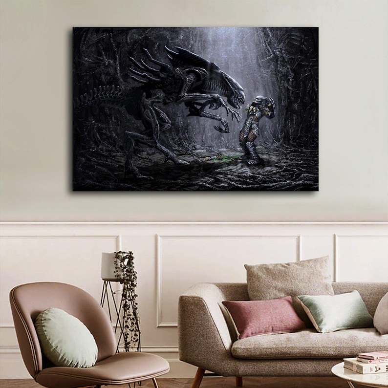 Predator Vs Queen Alien Painting on Canvas Wall Art Poster Picture ...