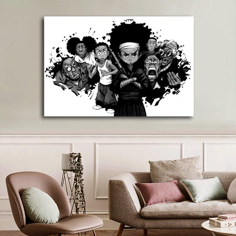 The Boondocks Black Cartoon Painting on Canvas Wall Art Poster Picture ...