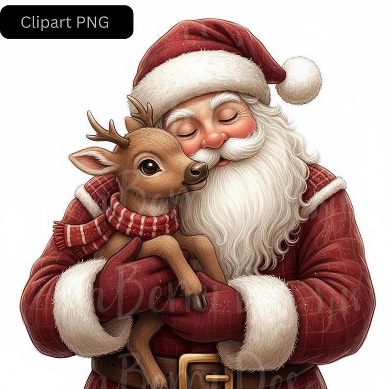 Christmas Santa Reindeer Clipart PNG Bundle, Clip Art, Instant Download ...