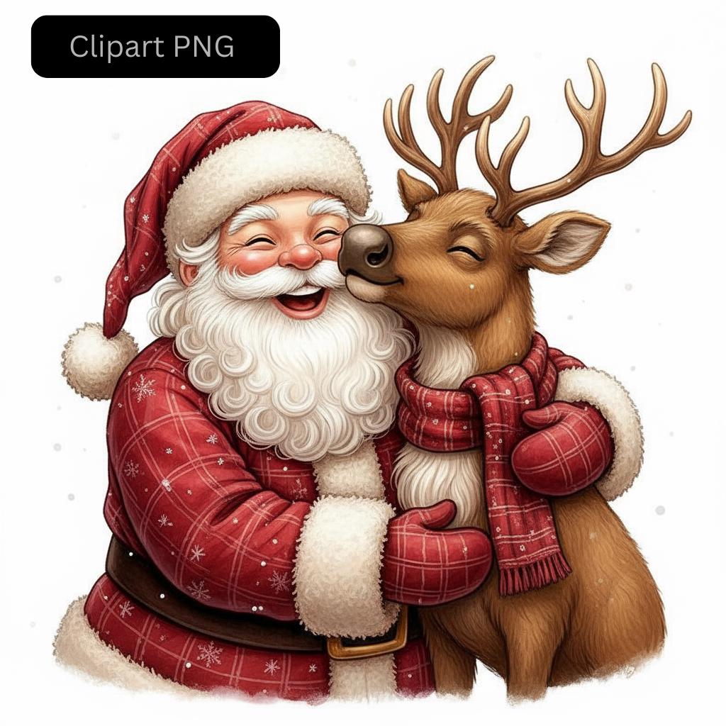 Christmas Santa Reindeer Clipart PNG Bundle, Clip Art, Instant Download ...