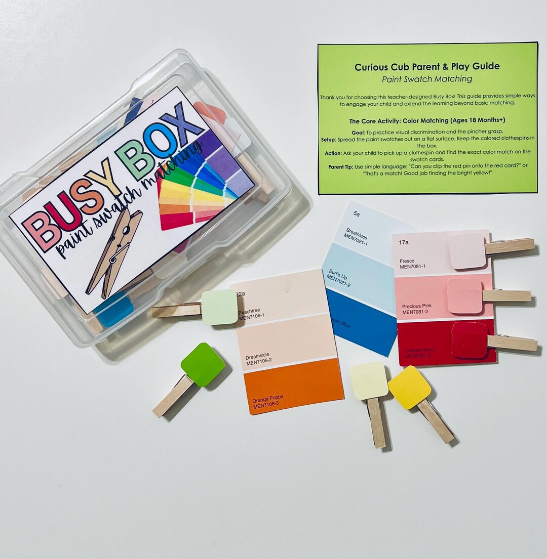 Paint Swatch Matching Busy Box | Fine Motor & Color Skills Kit - Etsy
