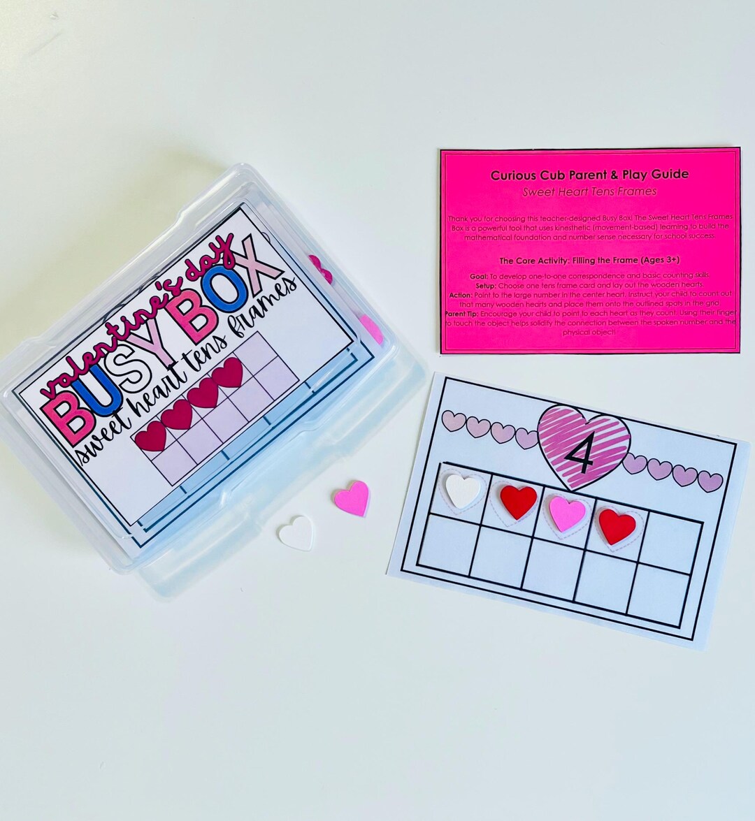 Valentine’s Day Tens Frames | Sweet Heart Counting 1-10 Busy Box - Etsy