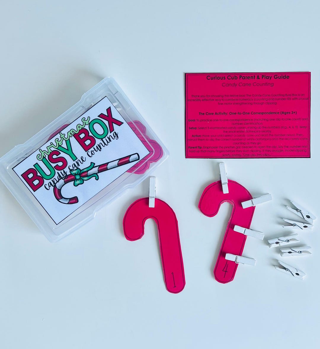 Candy Cane Counting Busy Box | Numeracy & Fine Motor Skills Kit - Etsy