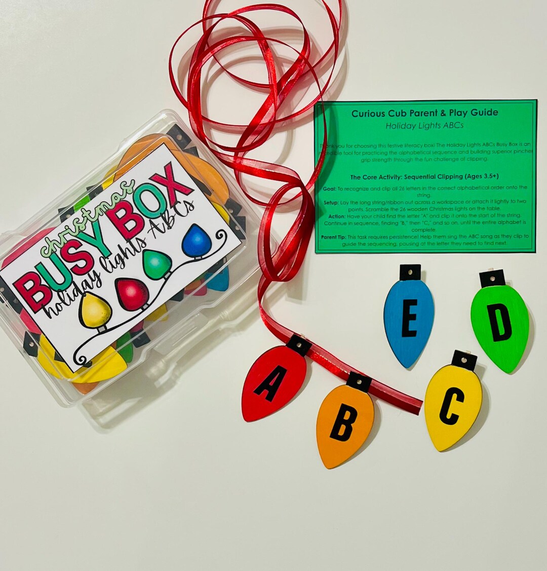 Holiday Lights Abcs Busy Box | Letter Sequencing & Fine Motor Kit - Etsy