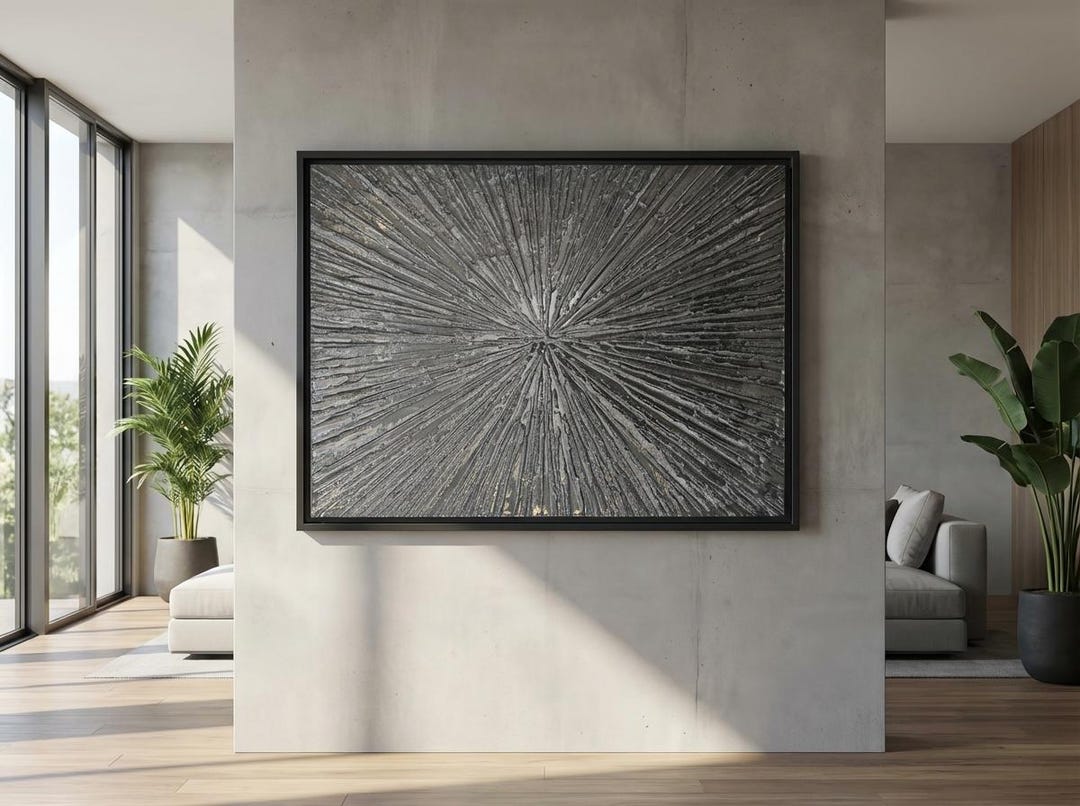 Artistic Sunburst Panel - Three-dimensional Surface in Plaster, Iron ...