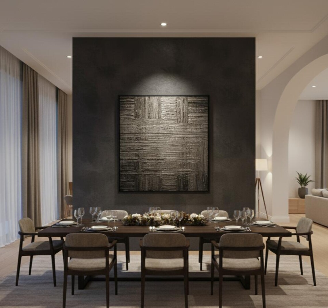 Anthracite Grey Textured Wall Art With Sculpted Surface – Contemporary ...