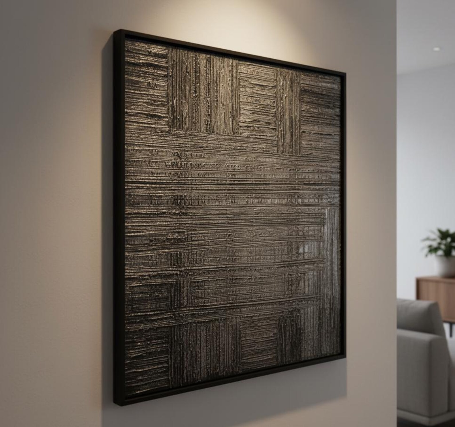 Anthracite Grey Textured Wall Art With Sculpted Surface – Contemporary ...