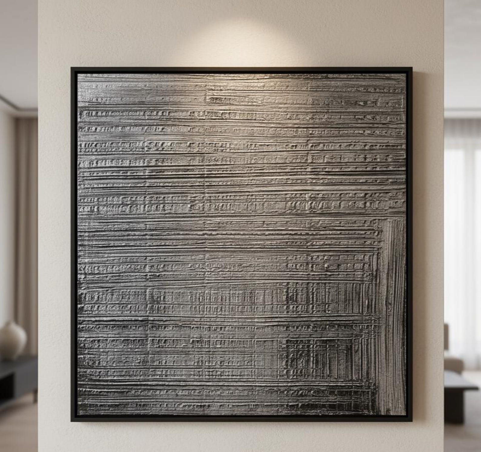 Anthracite Grey Textured Wall Art With Sculpted Surface – Contemporary ...