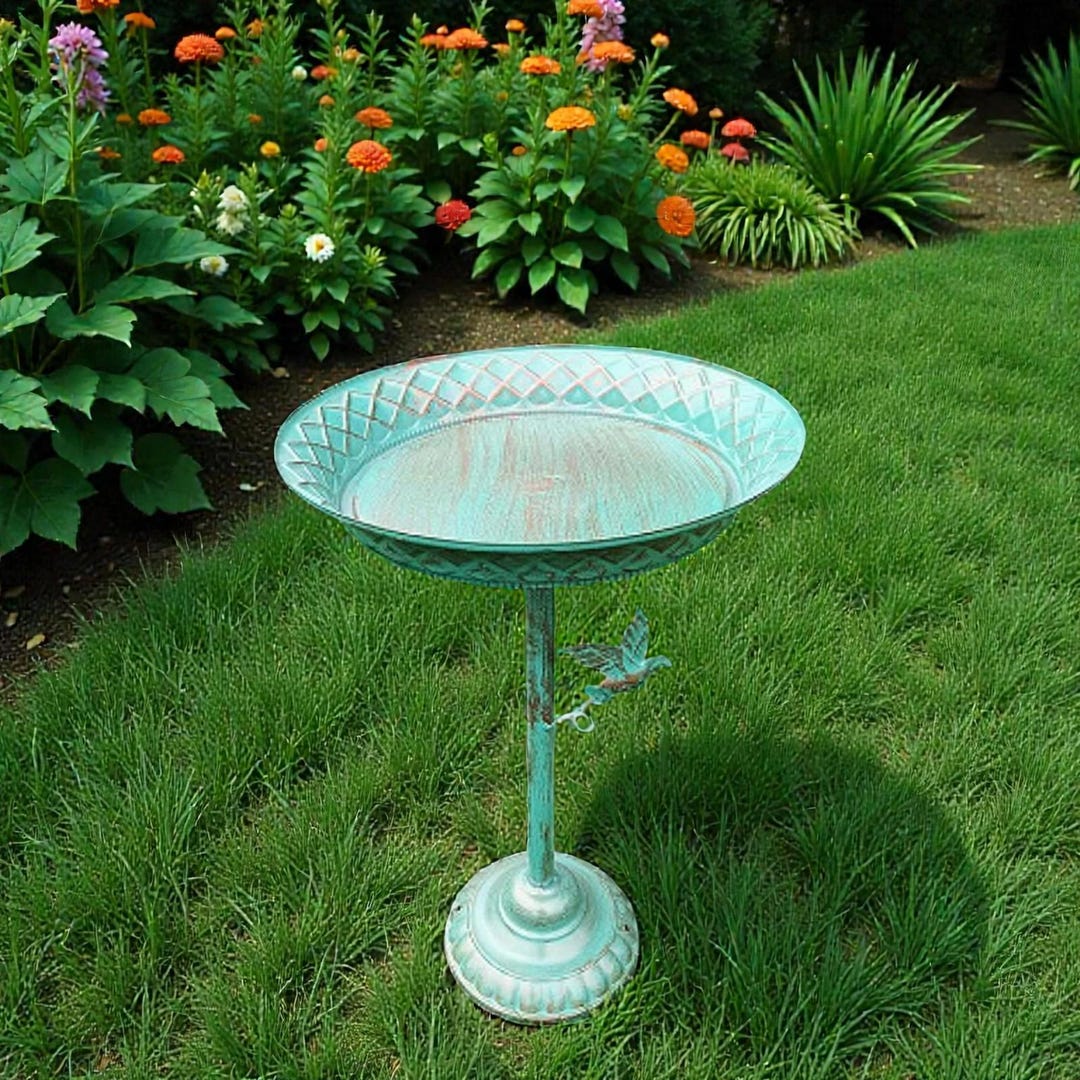Rustic Metal Bird Bath, Garden Stake, Outdoor Yard Art - Etsy
