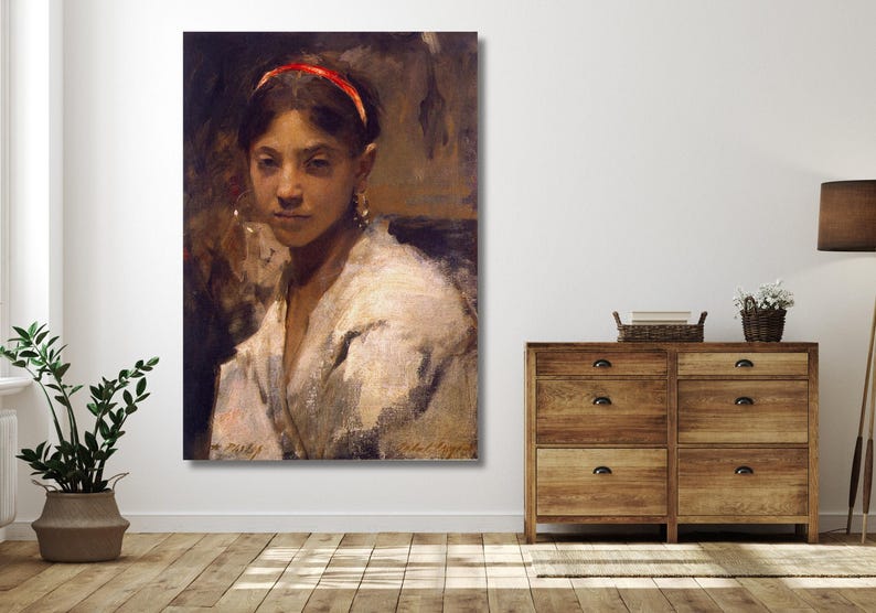 John Singer Sargent Head of a Capri Girl Canvas, Vintage Italian ...