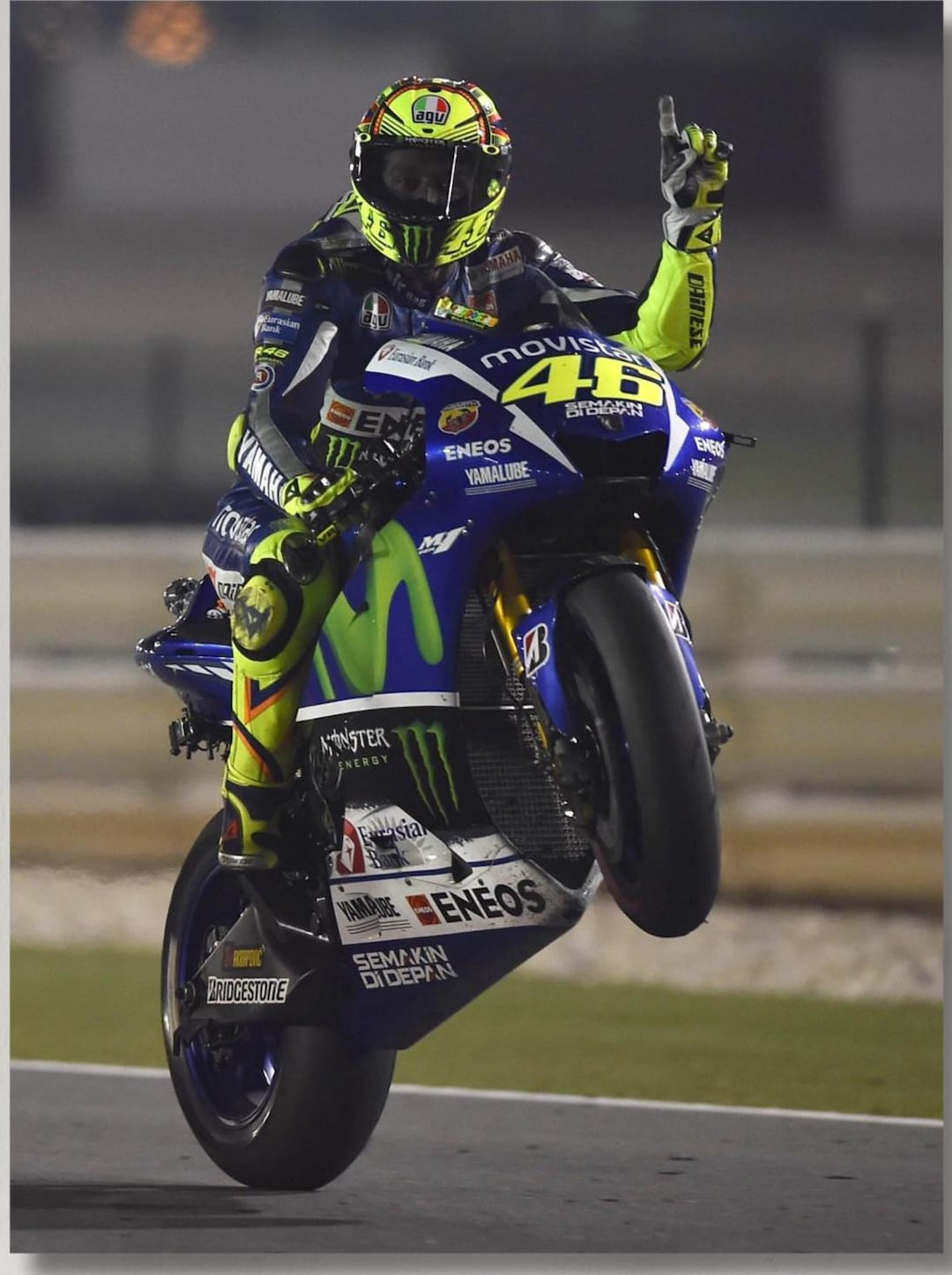 Valentino Rossi VR46 Yamaha Motogp Wheelie Canvas Print, Motorcycle ...
