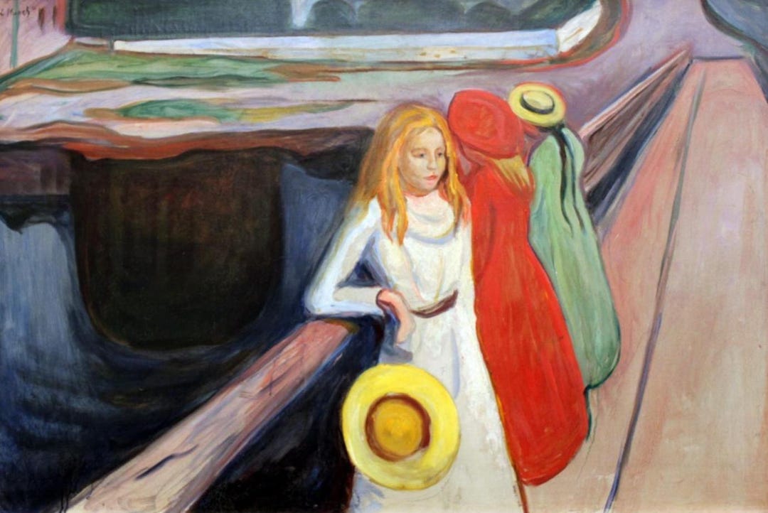 The Girls on the Bridge by Edvard Munch Canvas Poster Art,expressionism ...