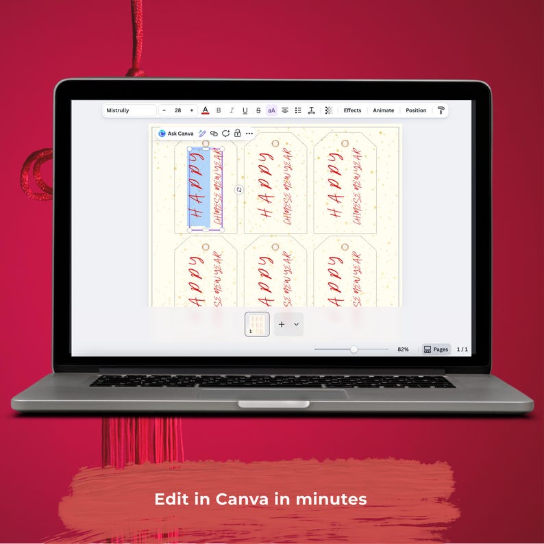 Happy Chinese New Year Gift Tag Template, Editable Dinner Present Tags ...