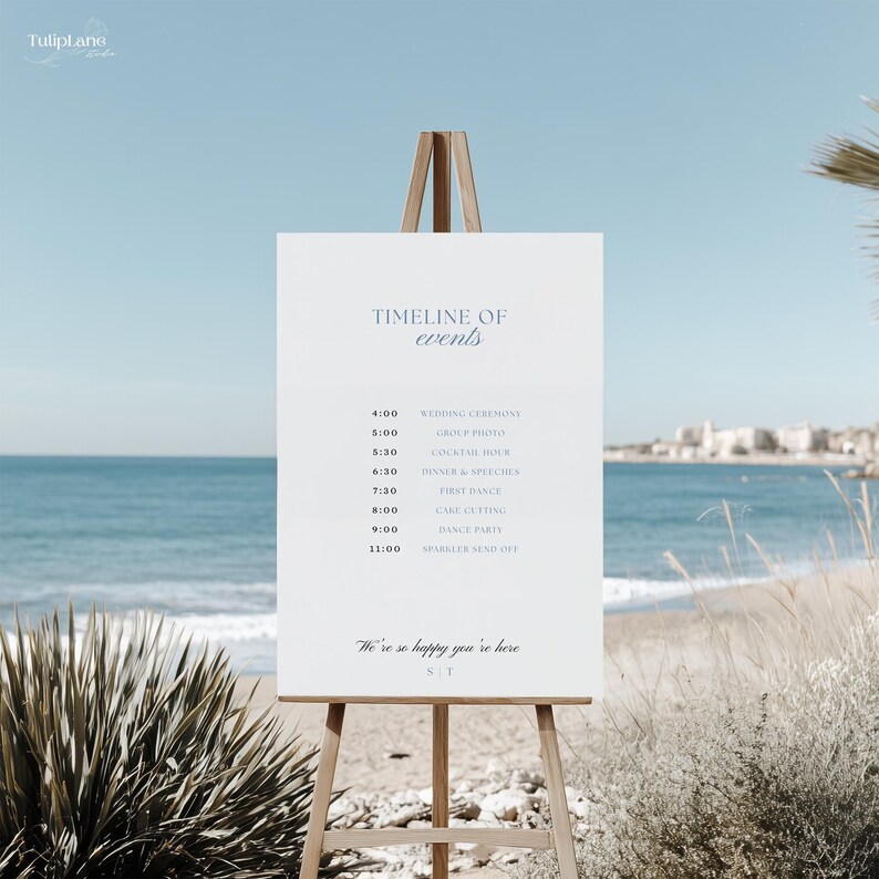 Wedding Timeline Template, Editable Canva Sign, Minimal Elegant Order ...