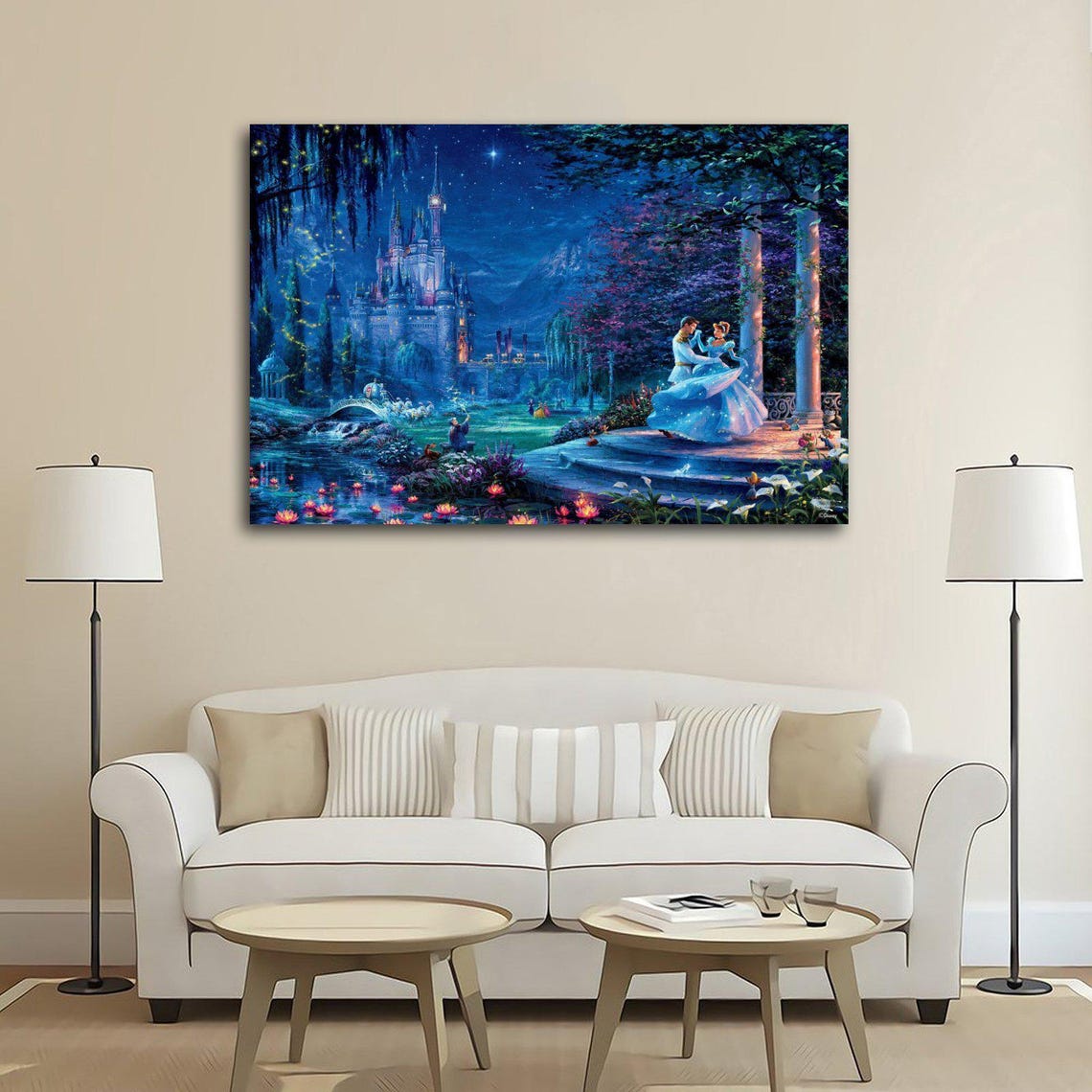Castle Cinderella Dancing in the Starlight Painting on Canvas Wall Art ...