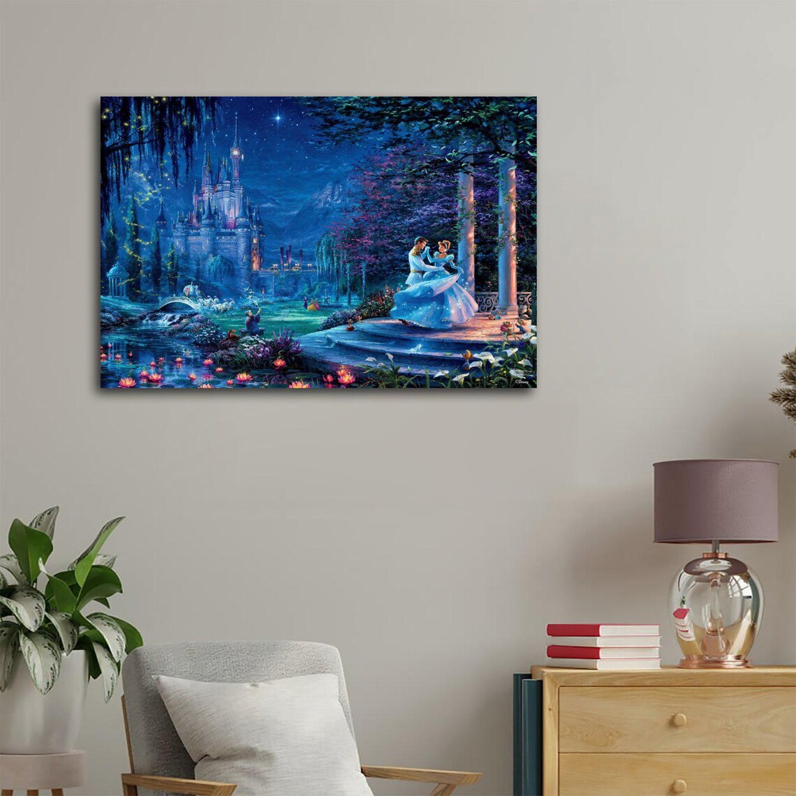 Castle Cinderella Dancing in the Starlight Painting on Canvas Wall Art ...