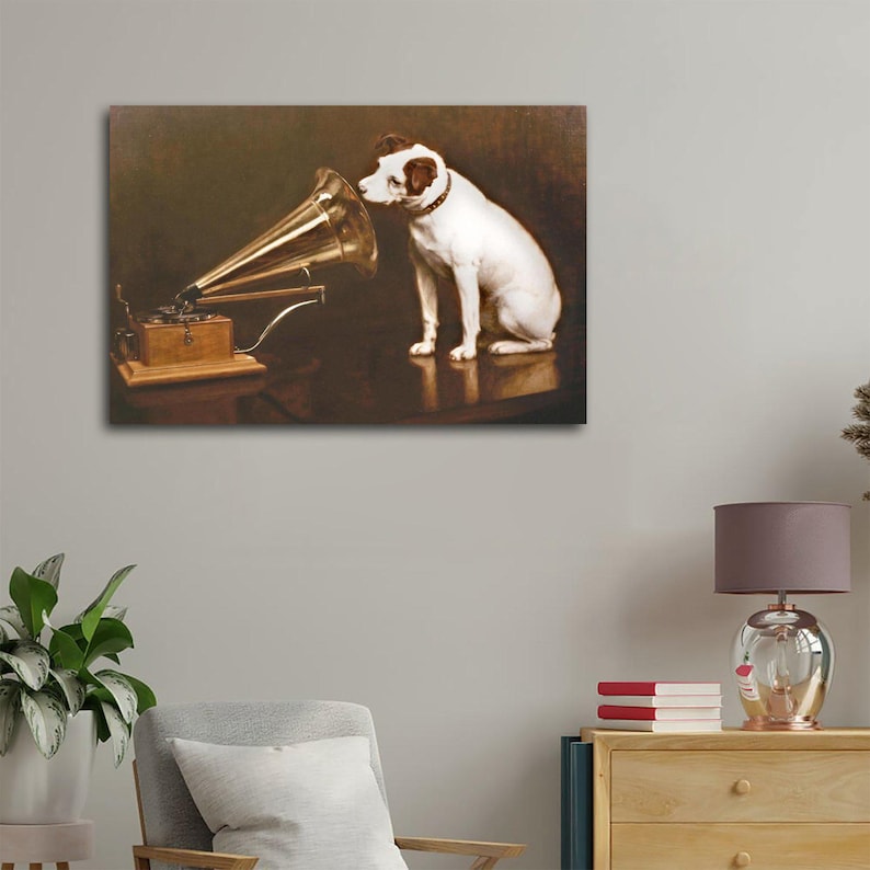 RCA Victor Nipper Dog Painting on Canvas Wall Art Poster Picture Print ...