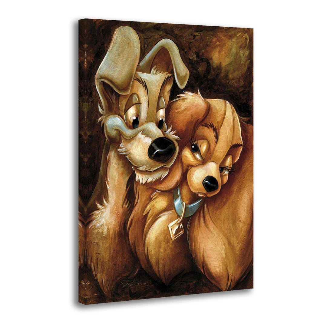 Dogs Cartoon Lady Tramp Painting on Canvas Wall Art Poster Picture ...