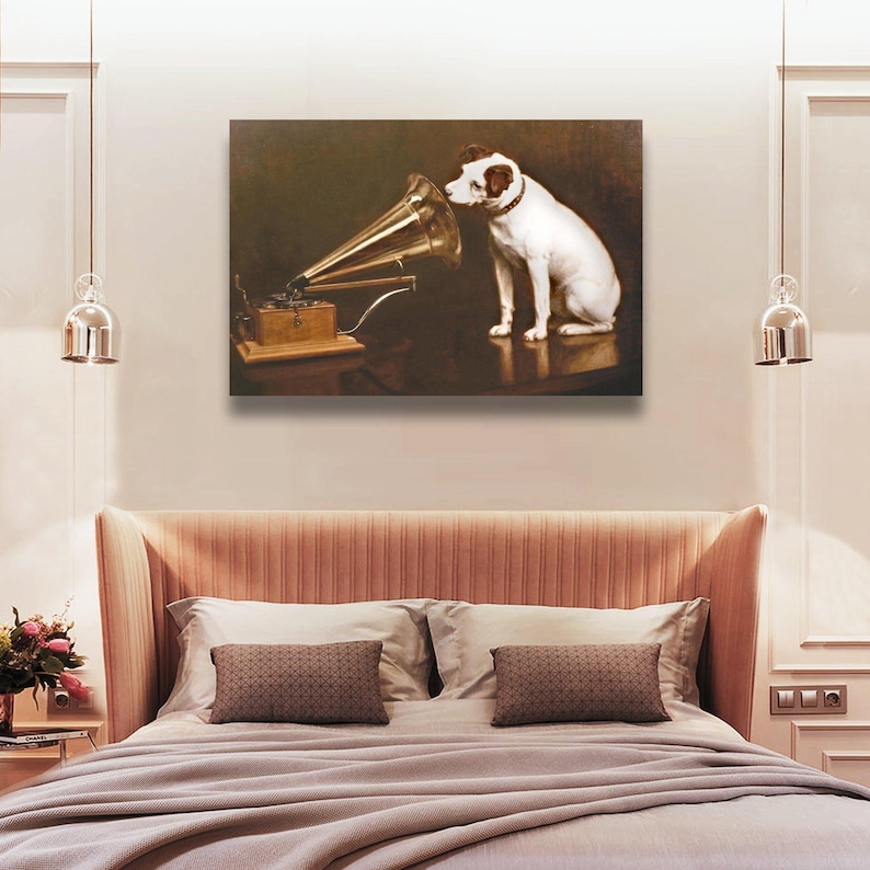 RCA Victor Nipper Dog Painting on Canvas Wall Art Poster Picture Print ...