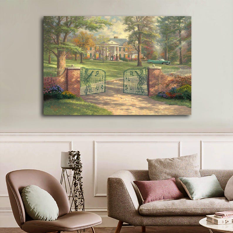 Graceland 50th Anniversary Painting on Canvas Wall Art Poster Picture ...
