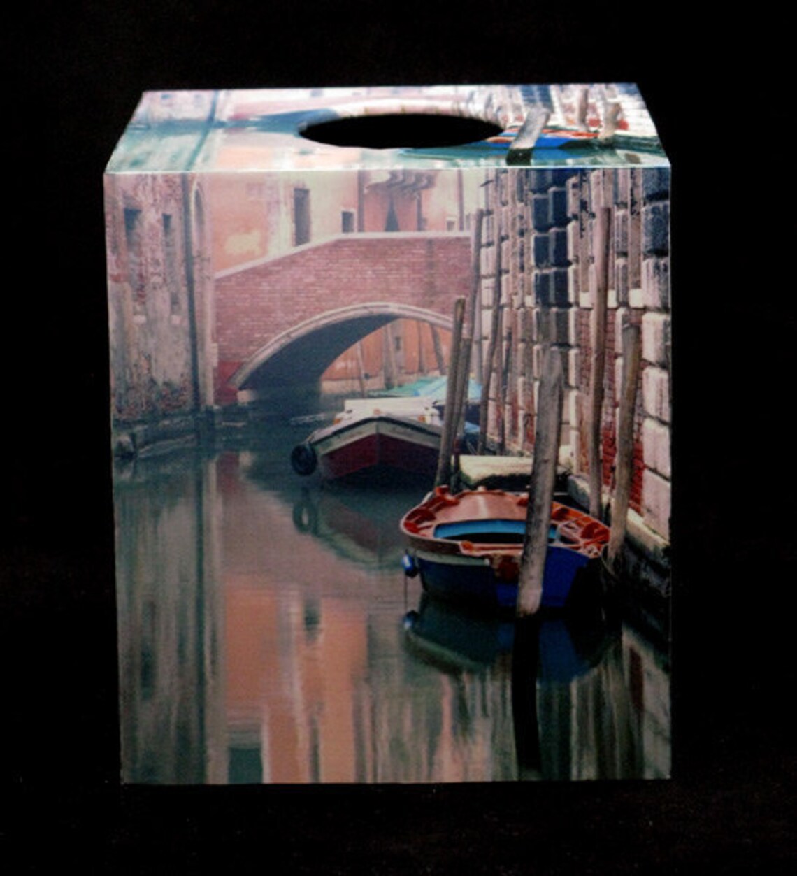 Tissue Box Cover Boats Bridge and Reflection in Venice - Etsy