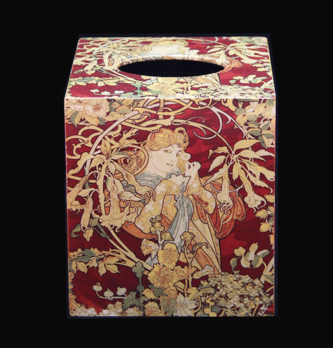 Mucha Art Décor Tissue Box Cover Woman With Daisy - Etsy
