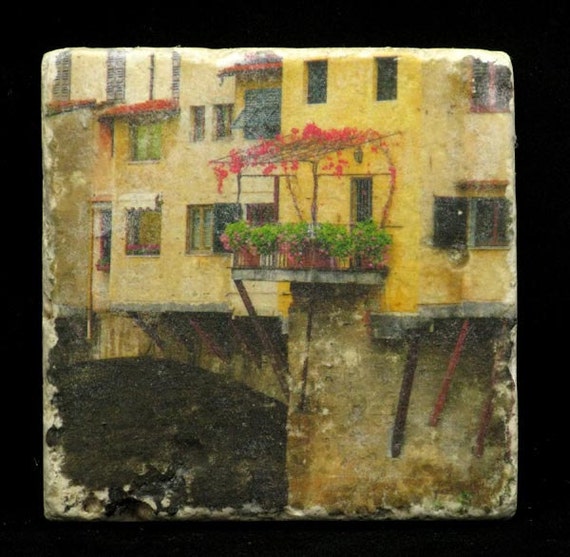 Set of 4 Marble Coasters Ponte Vecchio in Florence Italy - Etsy