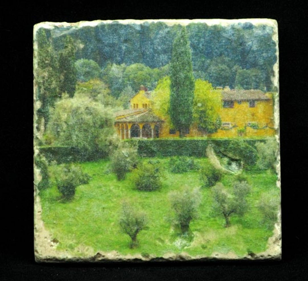 Set of 4 Marble Coasters - Yellow Farmhouse Near Florence Italy - Etsy