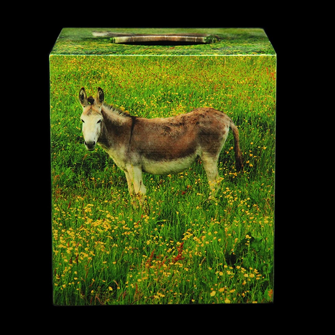 Tissue Box Cover Donkey in a Field of Yellow Flowers - Etsy