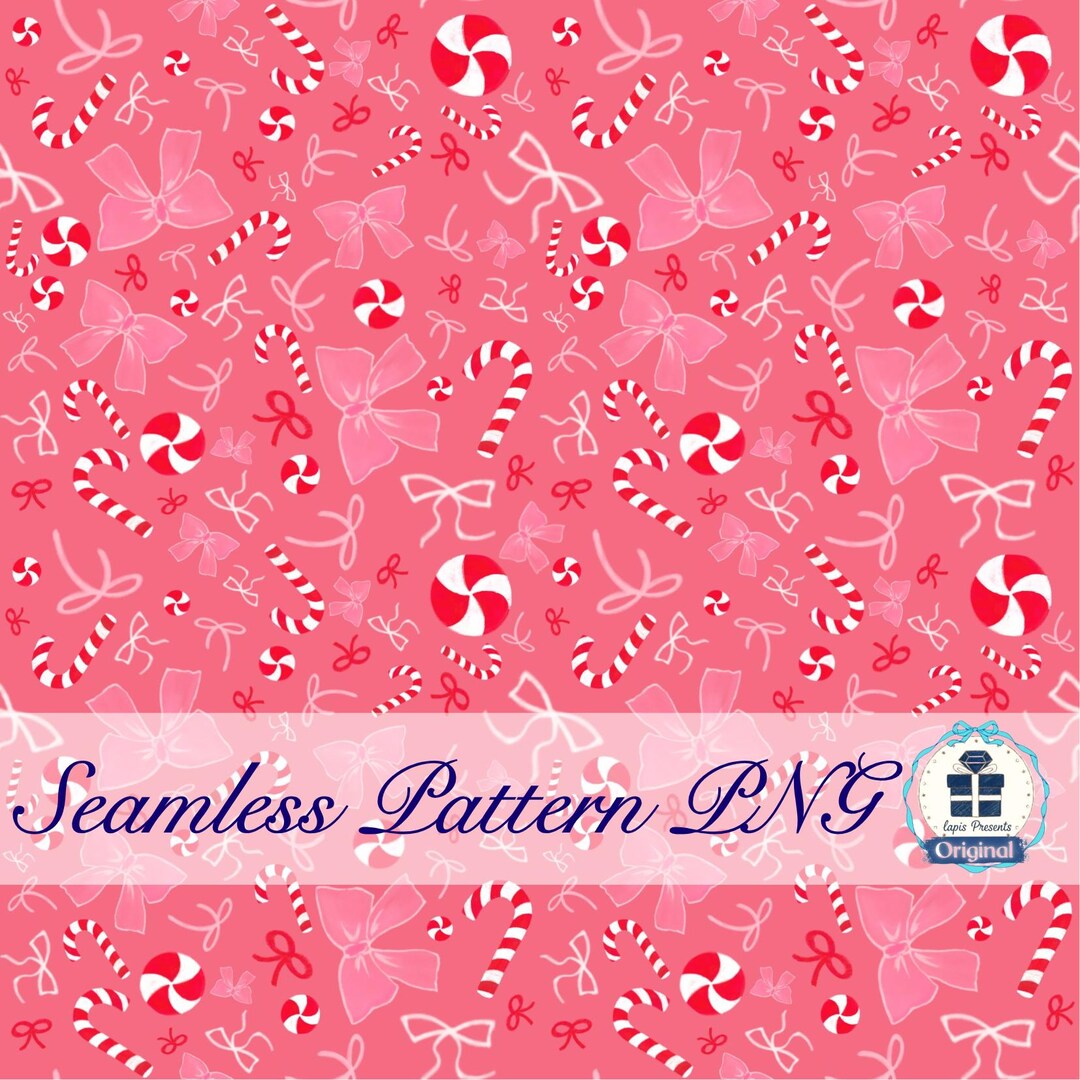Dusty Pink Candy Cane Seamless Pattern, Coquette Christmas (digital ...