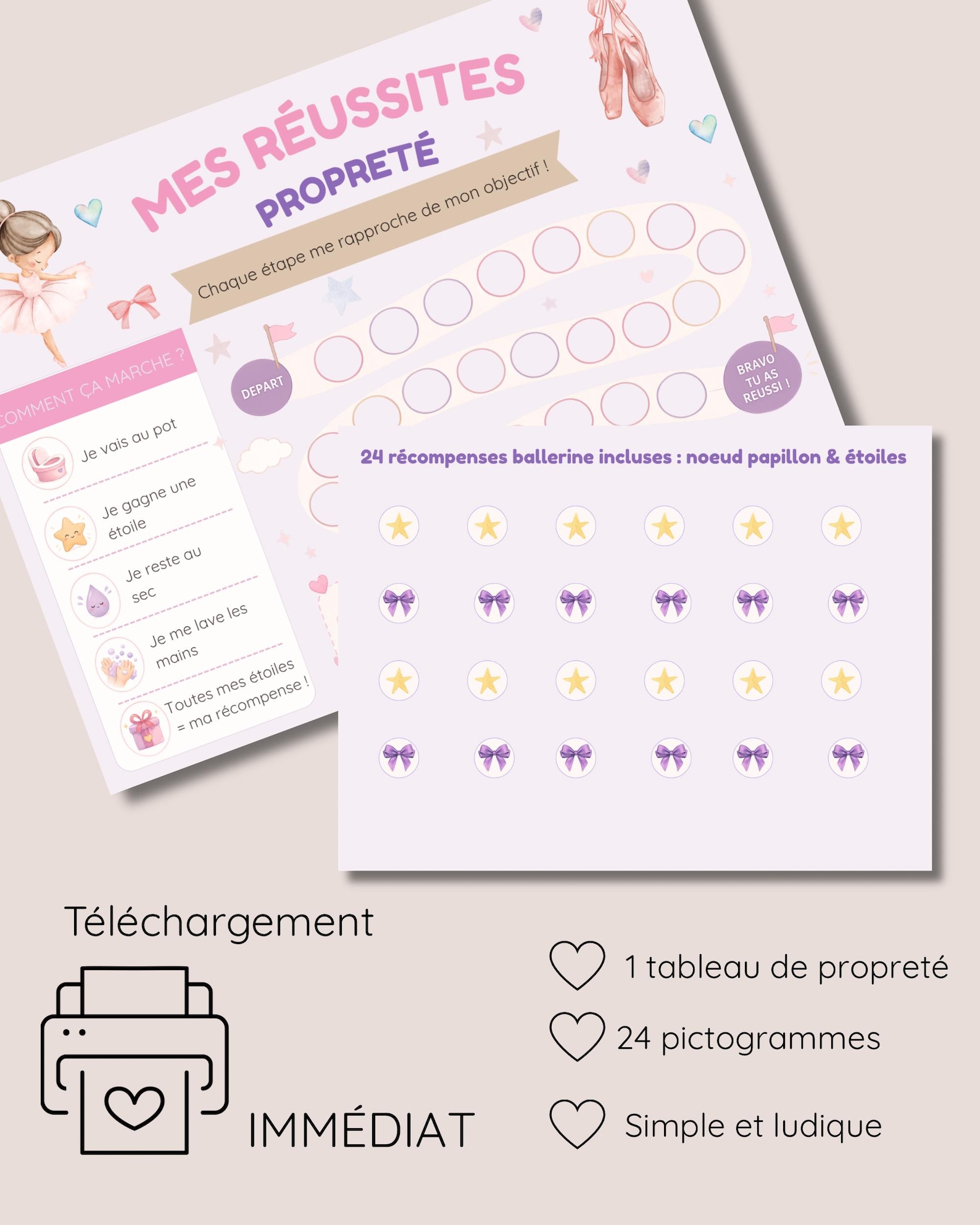 Ballerina Potty Training Chart for Children | Positive & Fun Routine ...