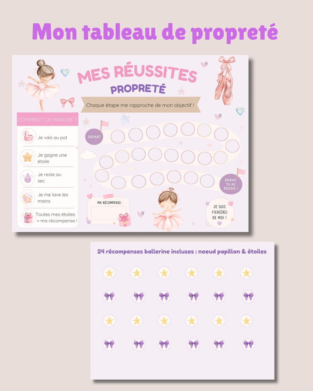 Ballerina Potty Training Chart for Children | Positive & Fun Routine ...