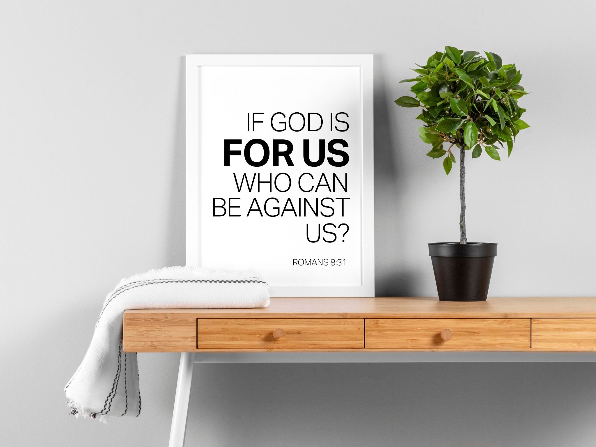 Scripture Prints, Bible Verse Printable, Romans 8:31 , Christian Decor ...