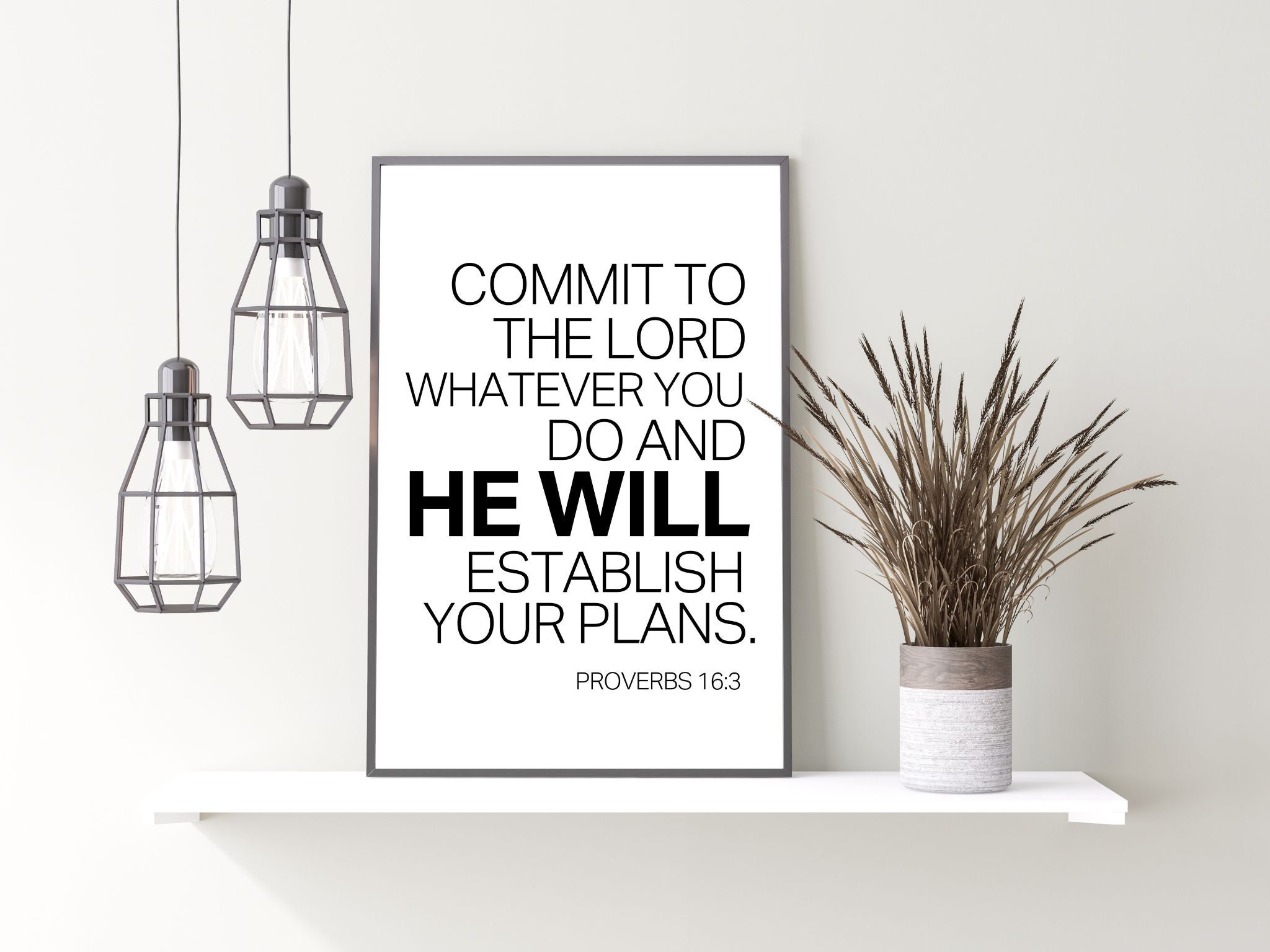 Printable Office Art, Bible Verse Printable, Proverbs 16:3, Christian ...