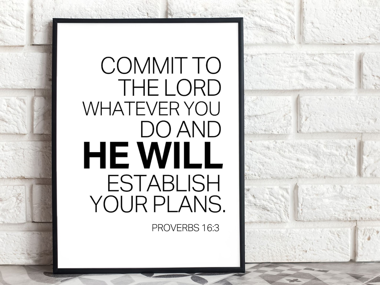 Printable Office Art, Bible Verse Printable, Proverbs 16:3, Christian ...