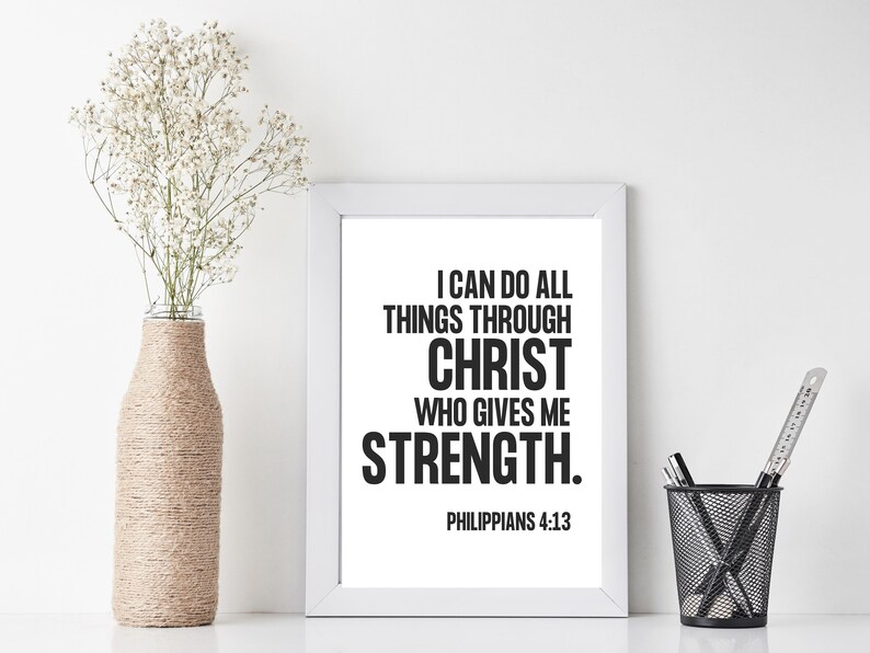 Scripture Prints Bible Verse Printable Philippians 4:13 - Etsy